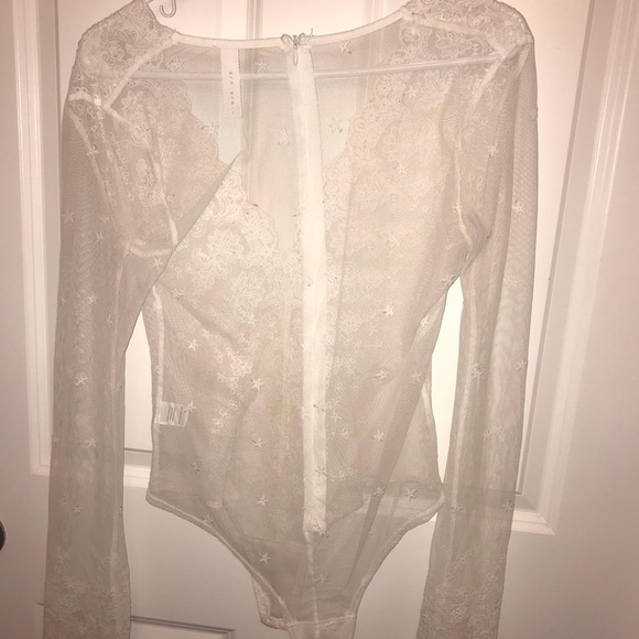 Tops | White Lace Mesh Top | Poshmark